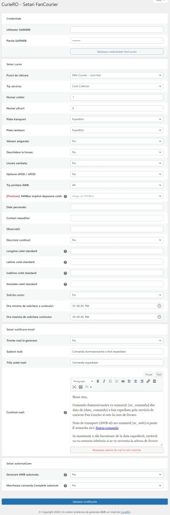 FAN Courier AWB: Ghid De Completare A Setărilor De Generare A AWB ...