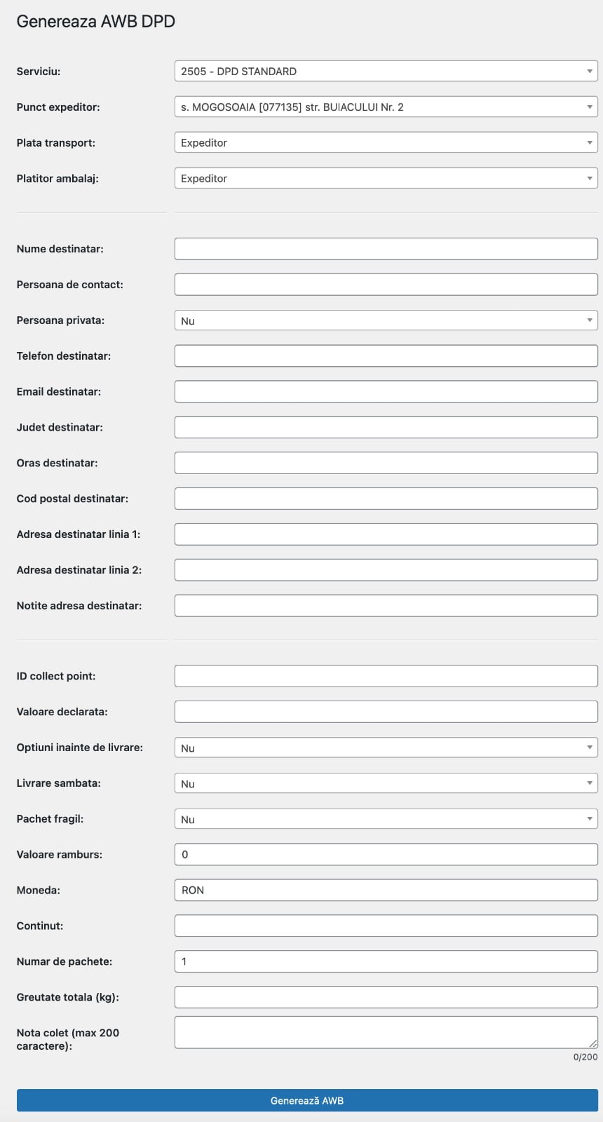 DPD AWB: Ghid De Personalizare La Nivel De Comanda A Generarii Unui AWB ...