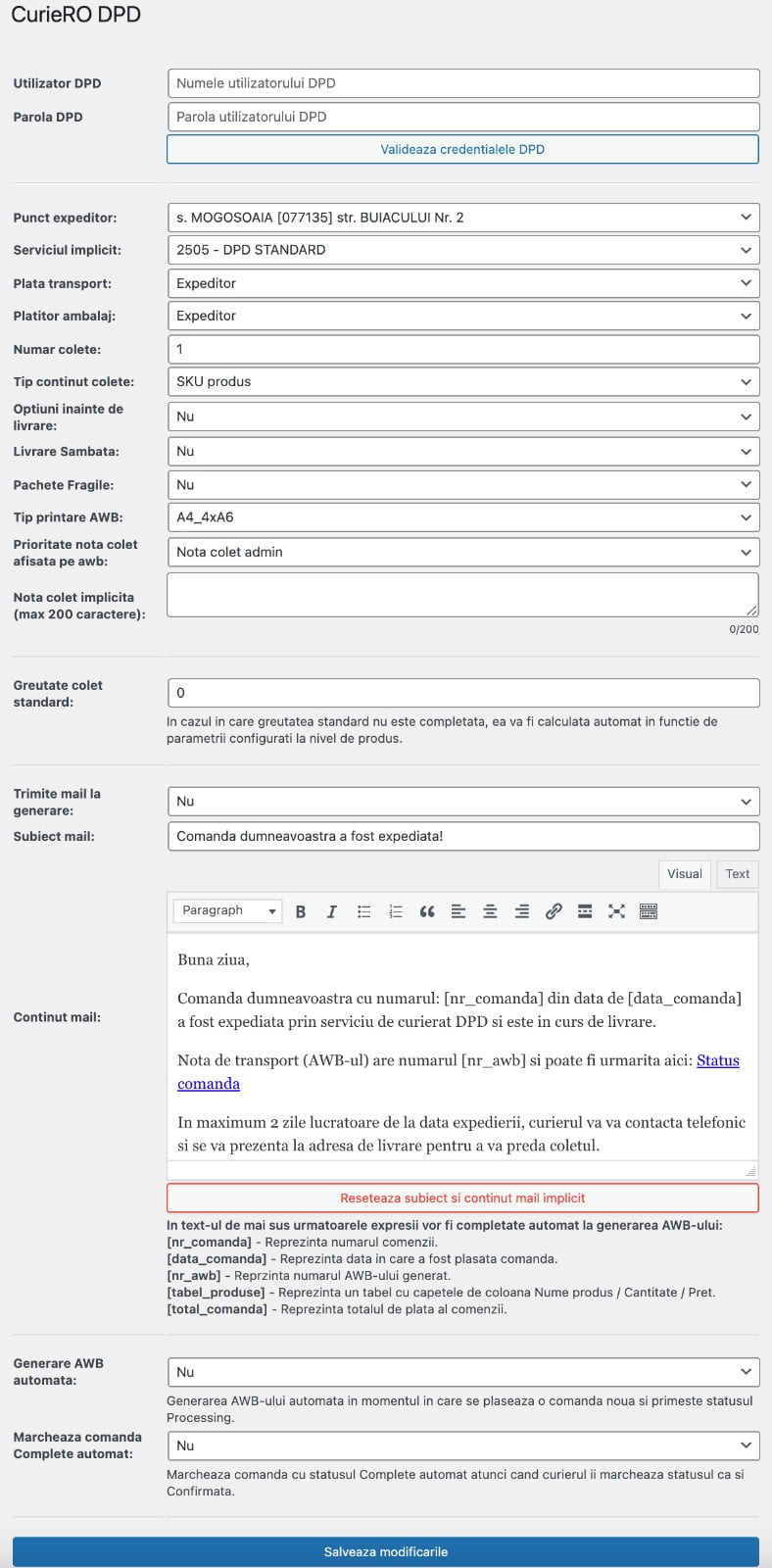 DPD AWB: Ghid De Completare A Setărilor De Generare A AWB-urilor • CurieRO