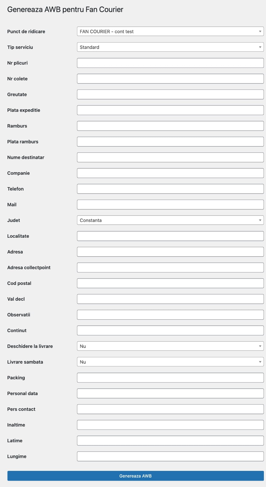 FAN Courier AWB: Ghid De Personalizare La Nivel De Comanda A Generarii ...