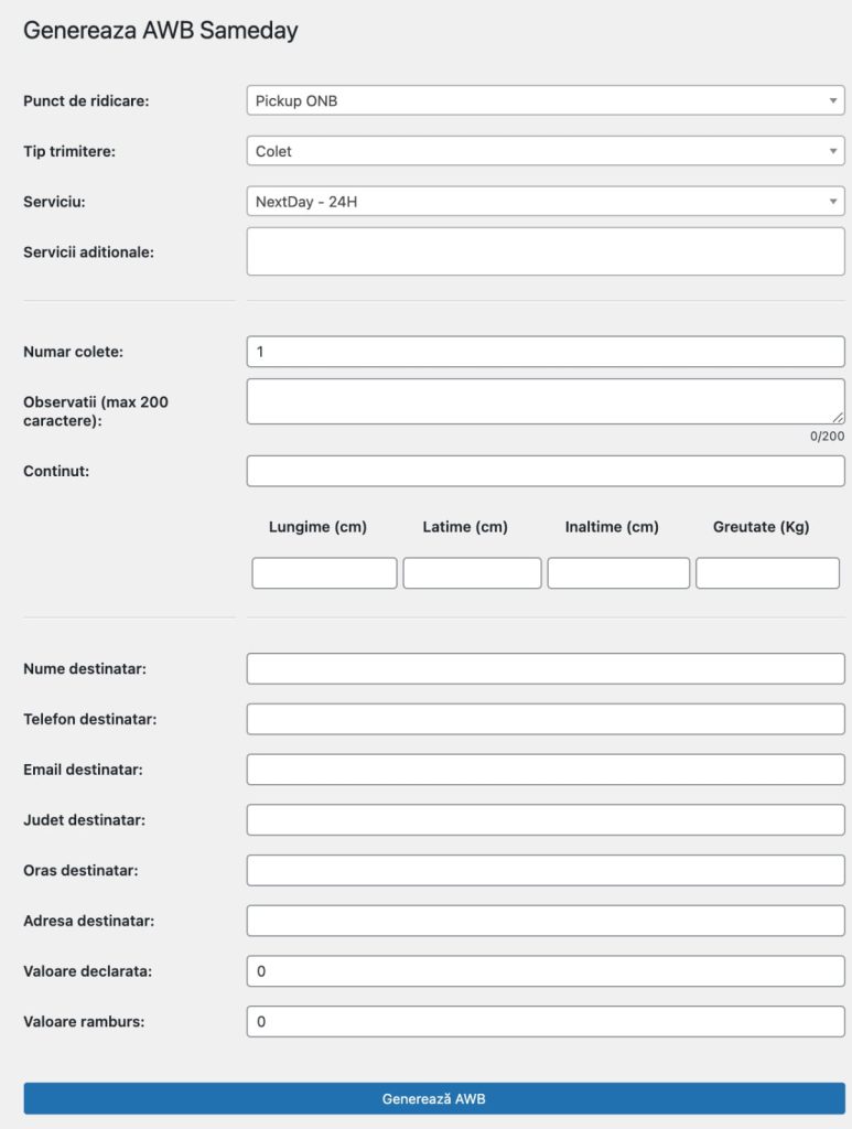 Sameday AWB: Ghid De Personalizare La Nivel De Comanda A Generarii Unui ...